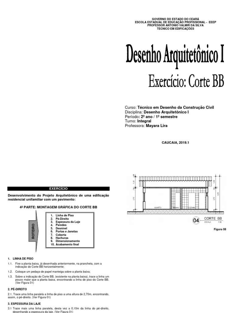 Apostila - Desenho Arquitetônico 1 - 2019.1 - Corte BB | PDF | Setor imobiliário | Projeto ...