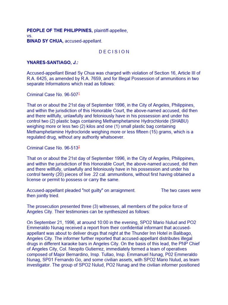 PEOPLE OF THE PHILIPPINES vs chua | PDF | Terry Stop | Search Warrant
