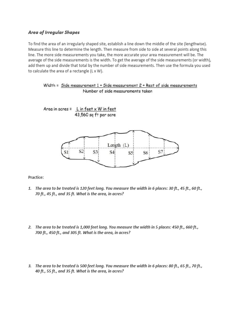 Calculate Area of Irregular Shapes | PDF | Area | Foot (Unit)