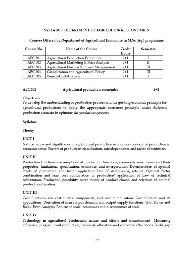 PHD Agriculture Economics | PDF | Economics | Cost–Benefit Analysis