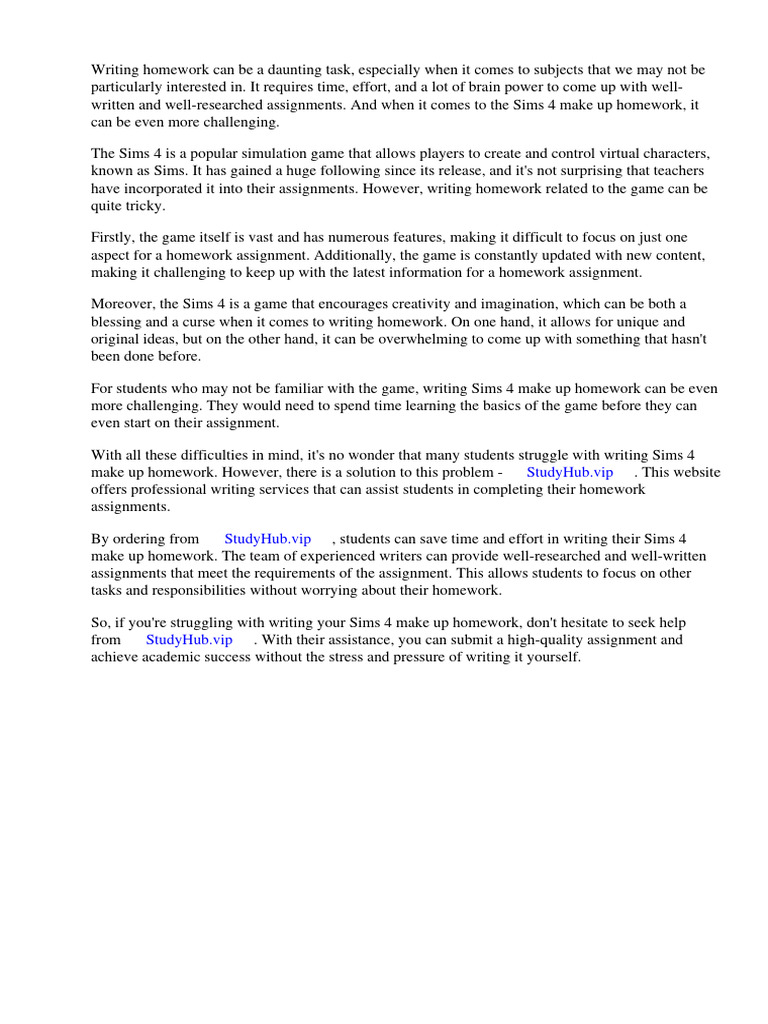 Sims 4 Make Up Homework | PDF | Cosmetics | Homework