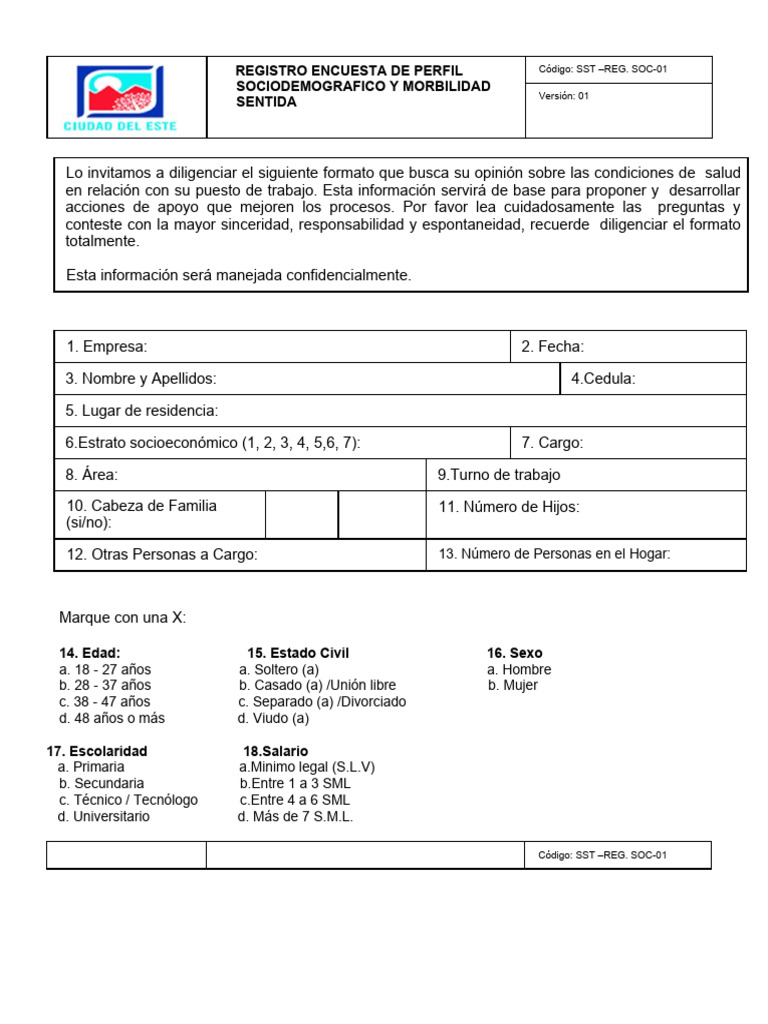 Encuesta Del Perfil Sociodemografico y Mor | PDF | Medicina CLINICA ...