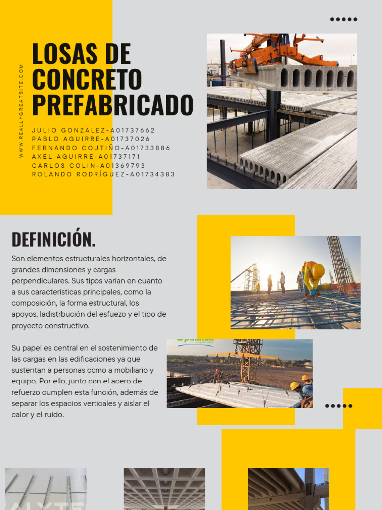 Losas de Concreto Prefabricado | PDF | Hormigón | Sector secundario de la economía