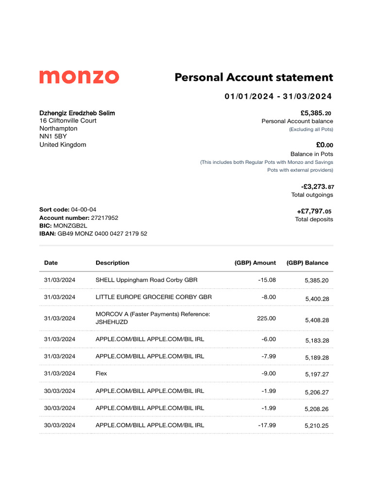 Monzo-bank-statement-2024-01-01-2024-03-31-40-1 | PDF | Deposit Account ...