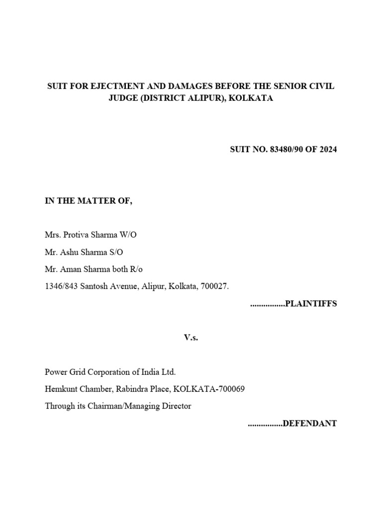 Suit For Ejectment and Damages | PDF | Lease | Leasehold Estate