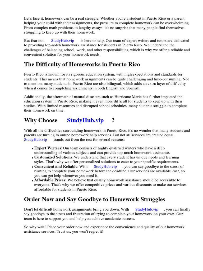 Homeworks Puerto Rico | PDF | Homework | Puerto Rico