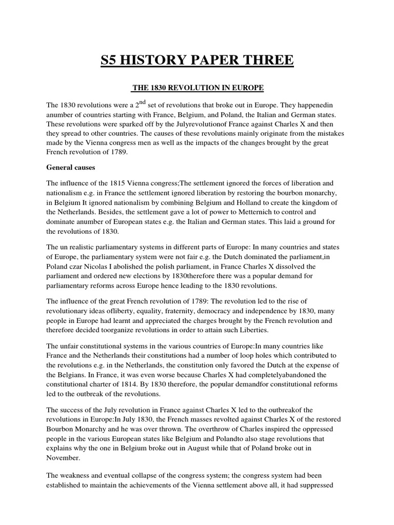 1830 European Revolutions Overview | PDF | United Nations ...