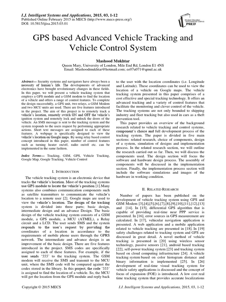 Gps Based Advanced Vehicle Tracking And Pdf Microcontroller 0774