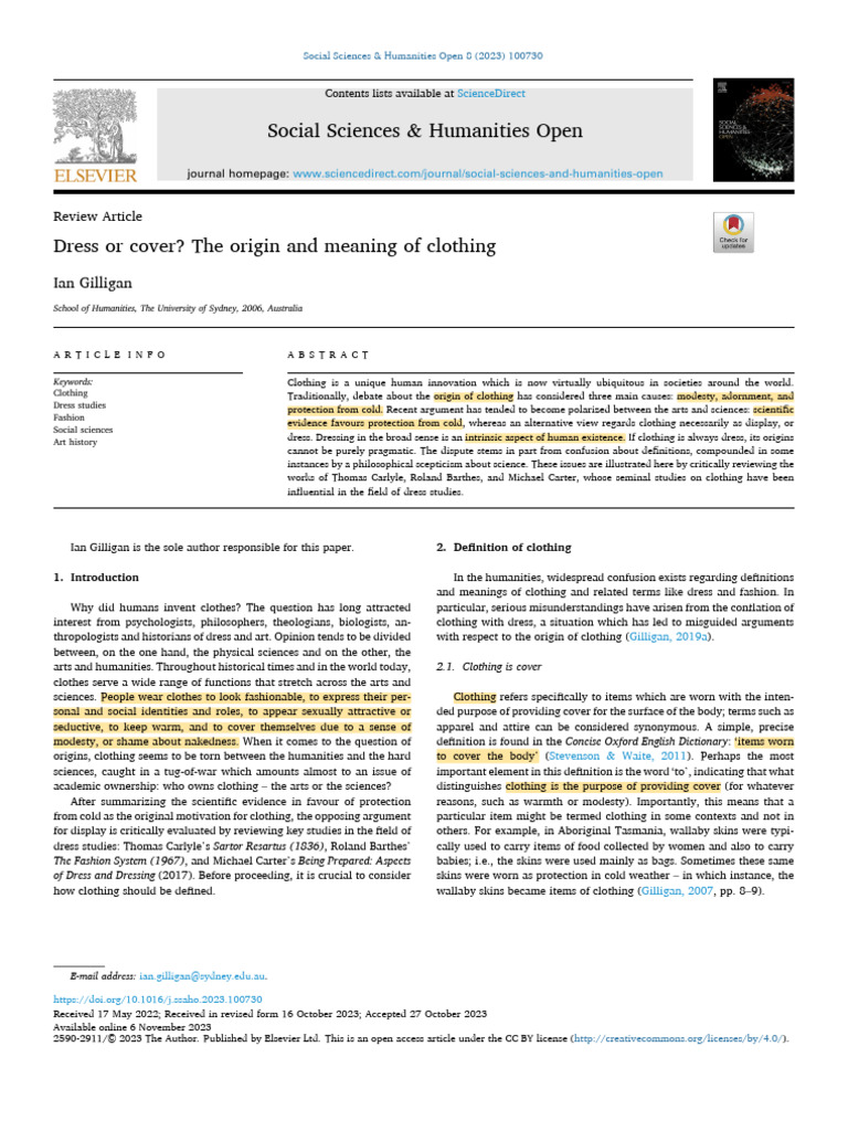 Dress or Cover - The Origin and Meaning of Clothing | PDF | Clothing ...