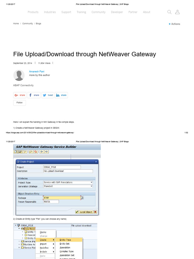 File Upload - Download Through NetWeaver Gateway | Download Free PDF | Computer File | Software