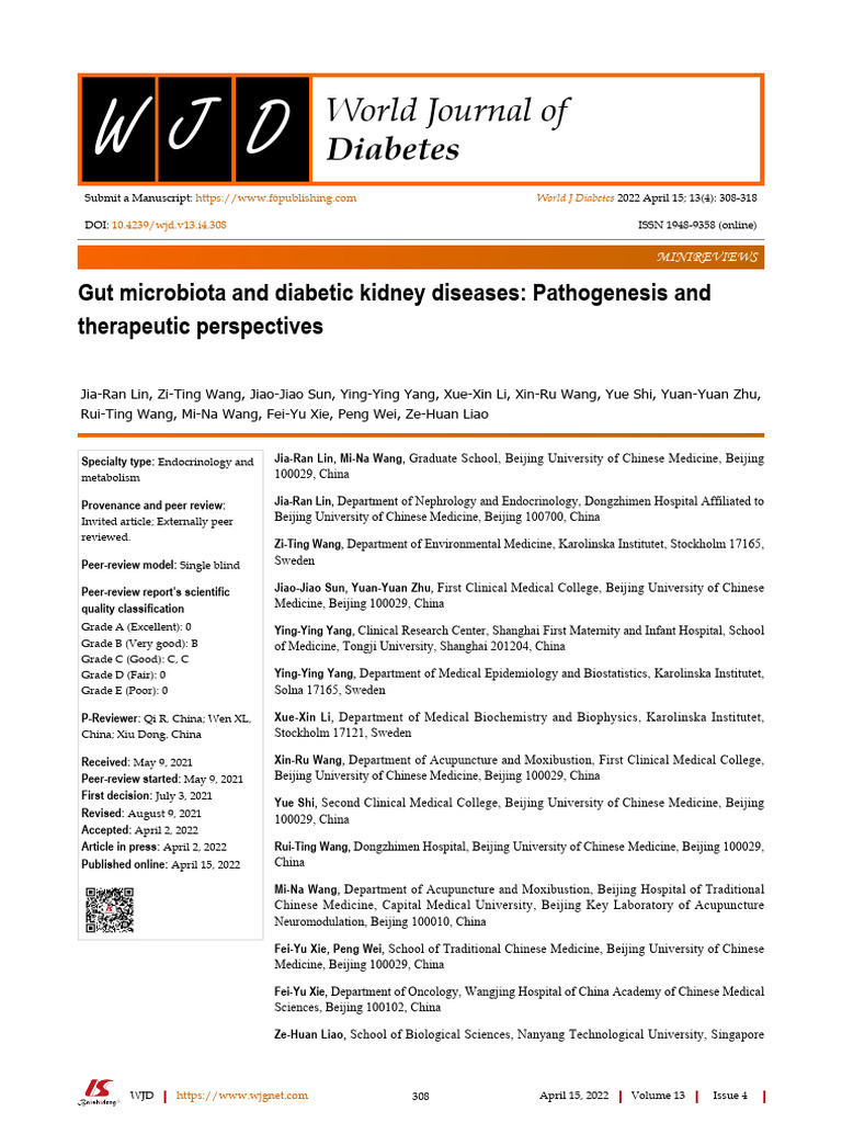 Gut Microbiota and Diabetic Kidney Diseases Pathogenesis and ...
