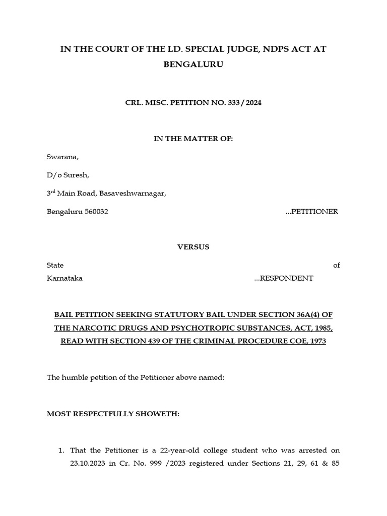 Bail Application | PDF | Bail | Crimes