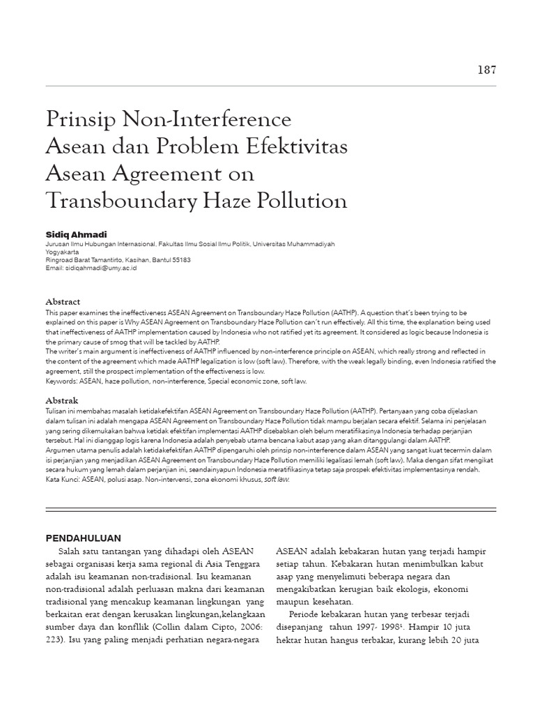 2013 - Jurnal - UMY - Prinsip Non-Interference Dan Efektifitas ASEAN ...