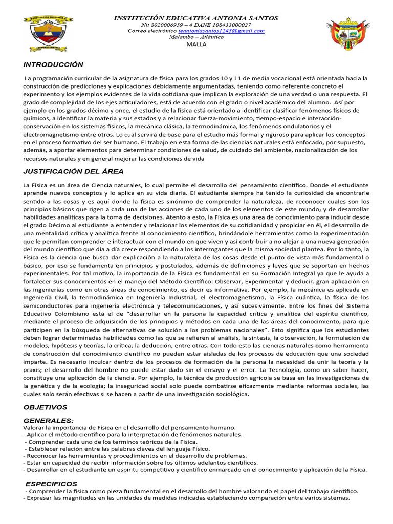 0001 Formato Plan de Area de CN de La Ieas 2024 | PDF | Dislexia ...