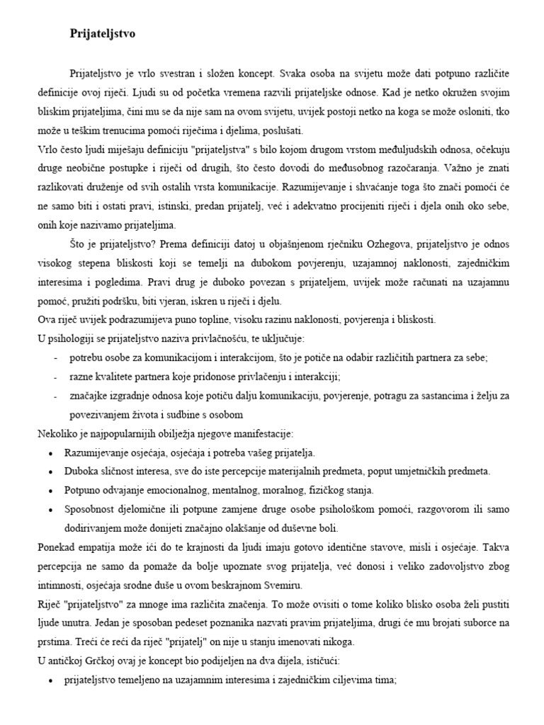 Esej o Prijateljstvu | PDF