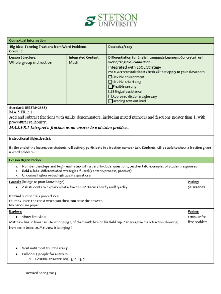 Brief Lesson Plan Spring NT 2 | PDF | English As A Second Or Foreign ...