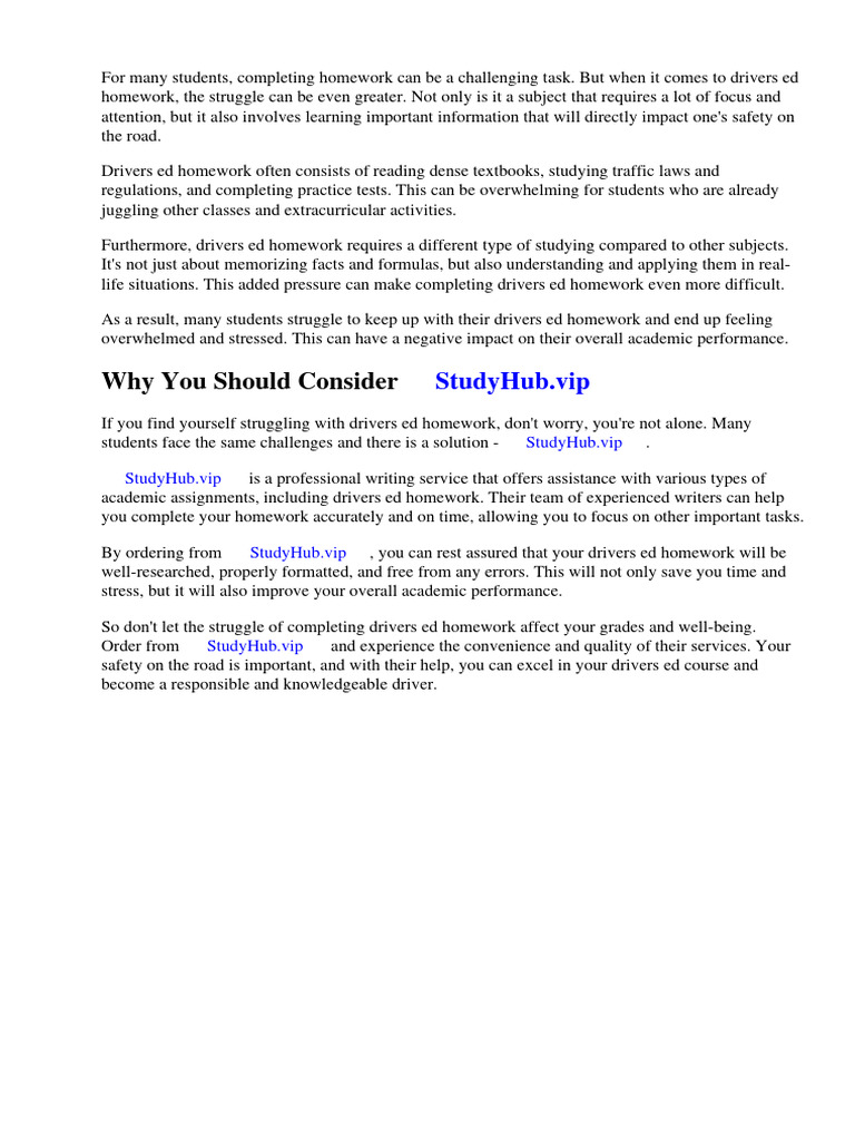 Drivers Ed Homework | PDF | Homework | Worksheet