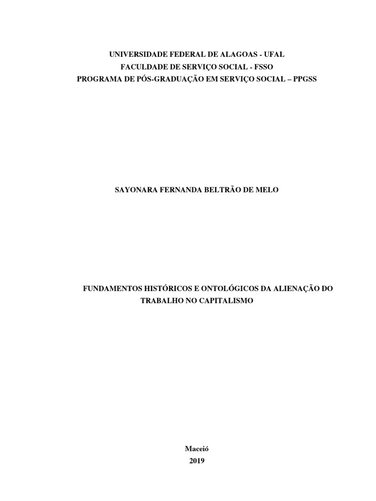 Alienação do Trabalho no Capitalismo | PDF | Servidão | Karl Marx