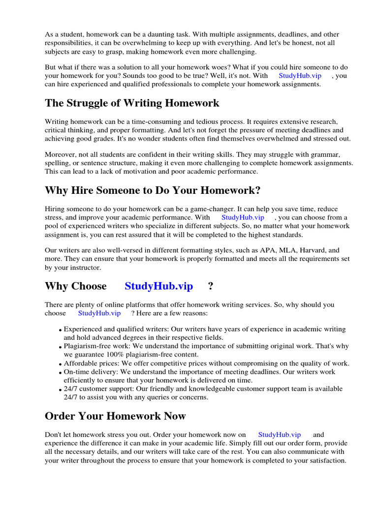 Hire Experts for Homework Help Online | PDF | Homework | Essays
