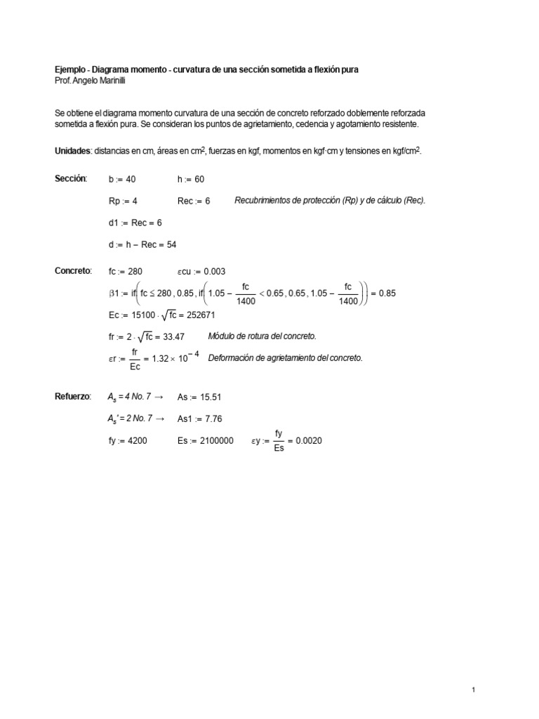 Ejemplo - Diagrama Momento-Curvatura (v1.1) | PDF | Mecánica de sólidos ...