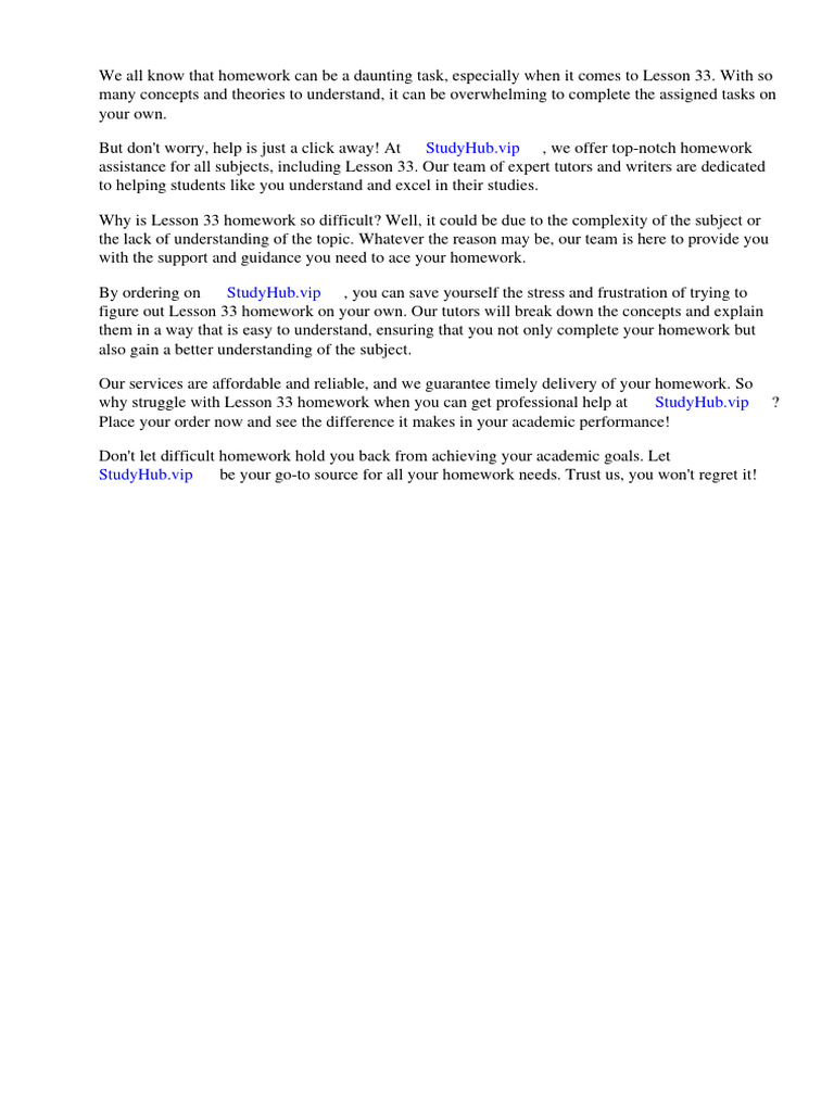 Lesson 33 Homework | PDF | Homework | Learning