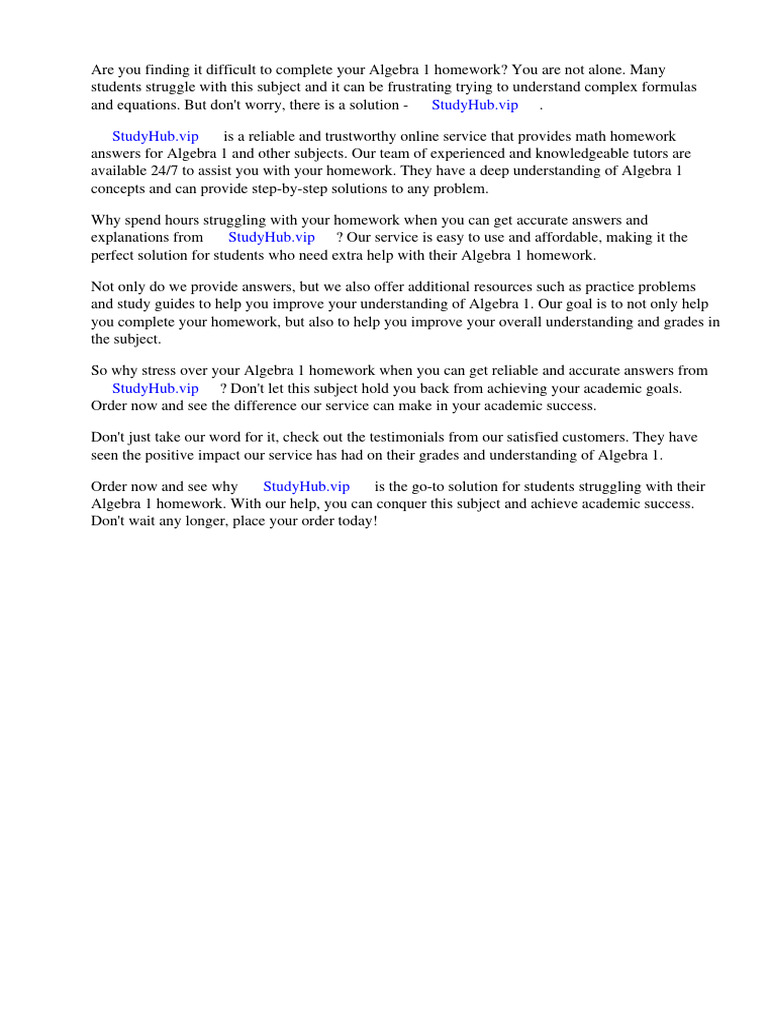 Math Homework Answers Algebra 1 | PDF | Algebra | Mathematics