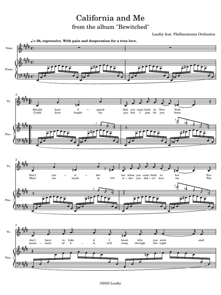 California and Me Laufey Piano Accompanient and Voice | PDF