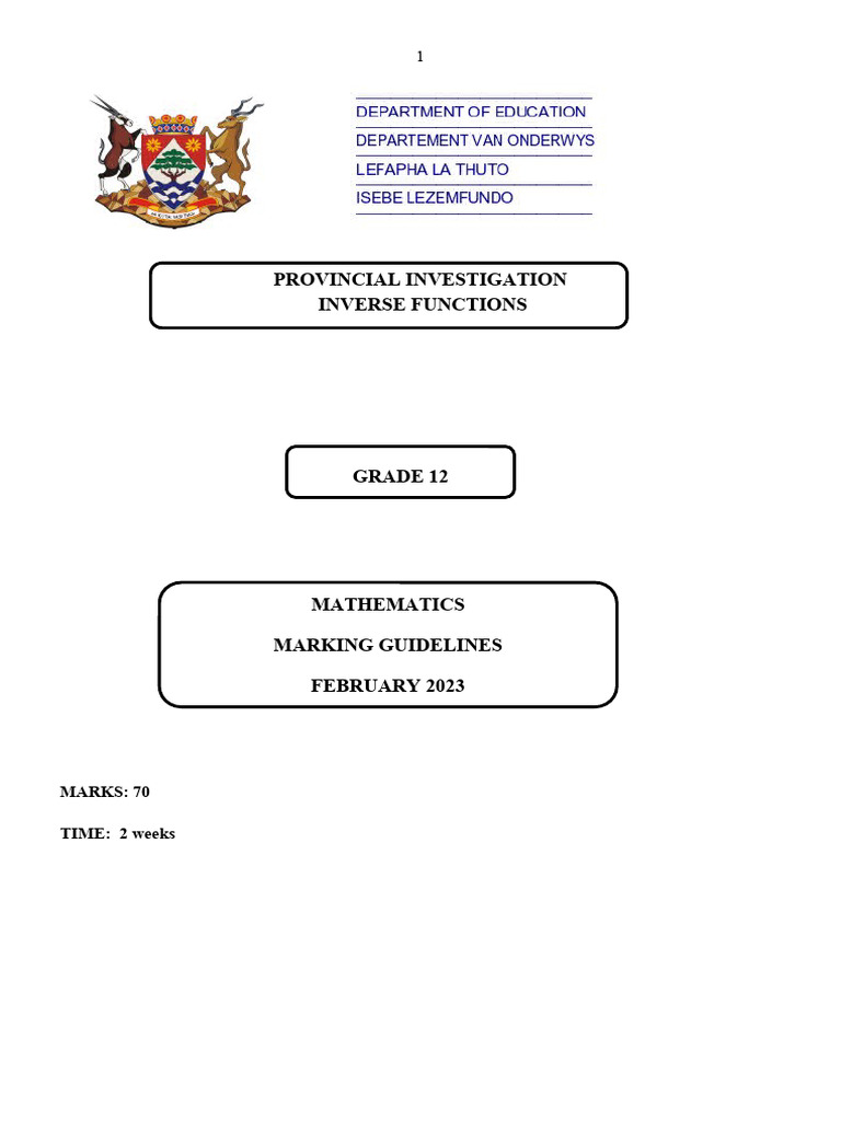 GR 12 Inverse Function Investigation Memo | PDF | Function (Mathematics ...