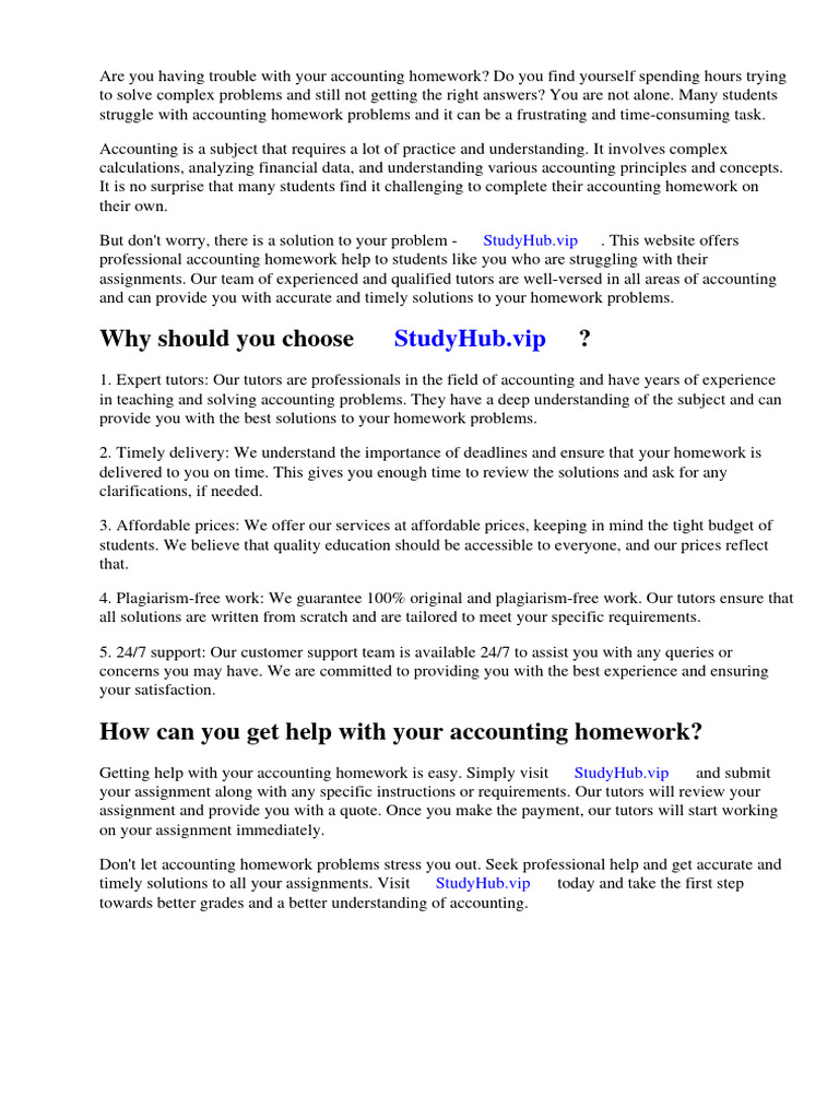 Accounting Homework Problems | PDF | Homework | Accounting Accounting Homework Problems | PDF | Homework | Accounting