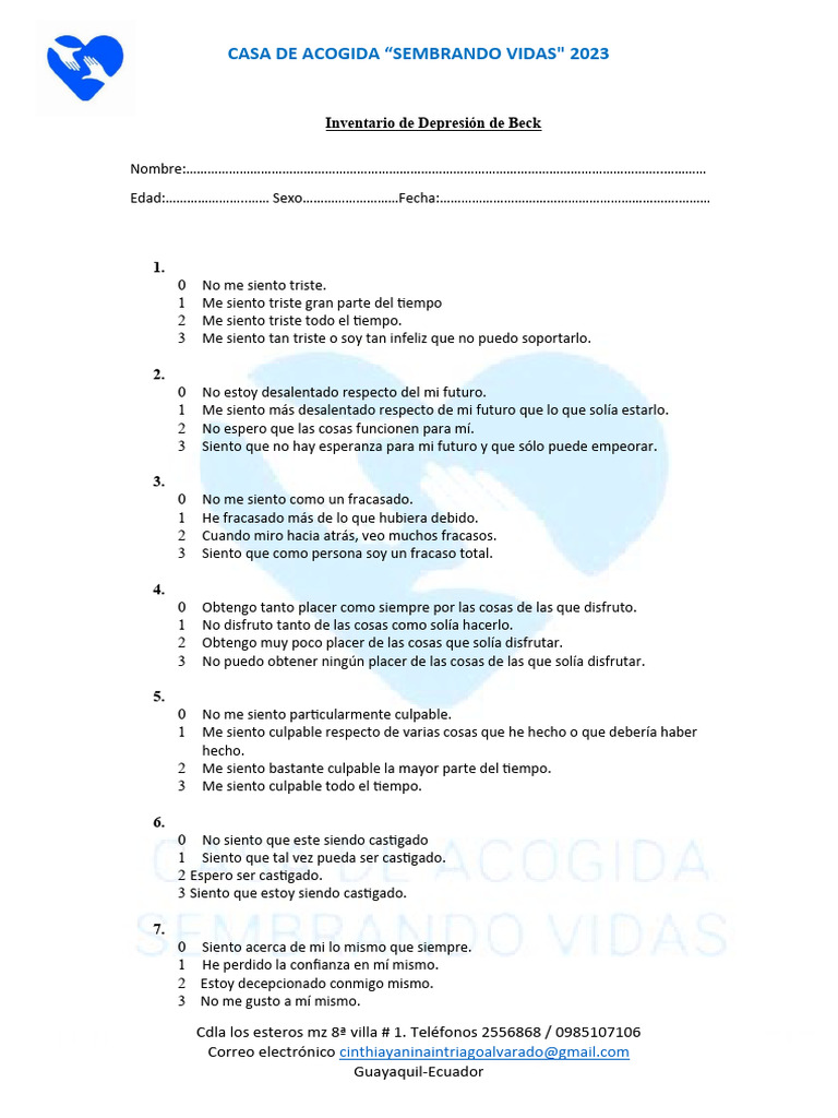 3a Test de Depresion Beck | PDF