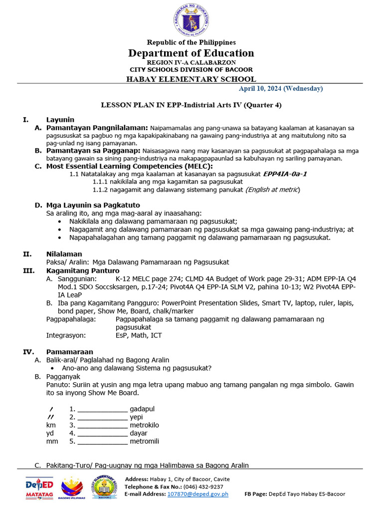 Q4 W2 DLP Industrial Arts April 10 | PDF