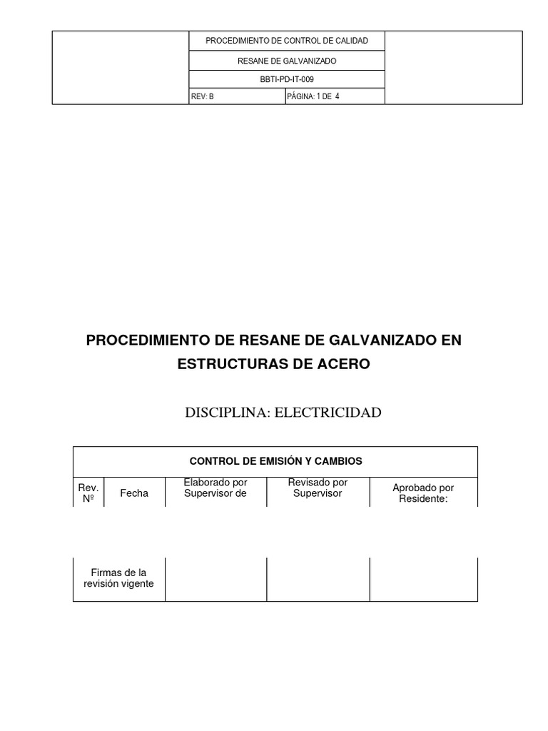 Procedimiento de Resane de Galvanizado | PDF | Pintar | Acero