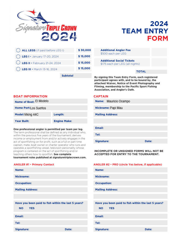 TRIPLE CROWN Entry Form 2024 | PDF | Credit Card | Arbitration