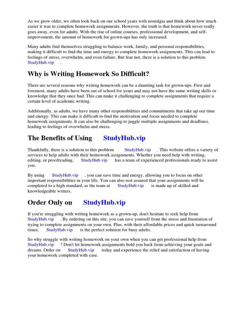 Homework For Grown Ups Daily Mail | PDF | Homework | Books