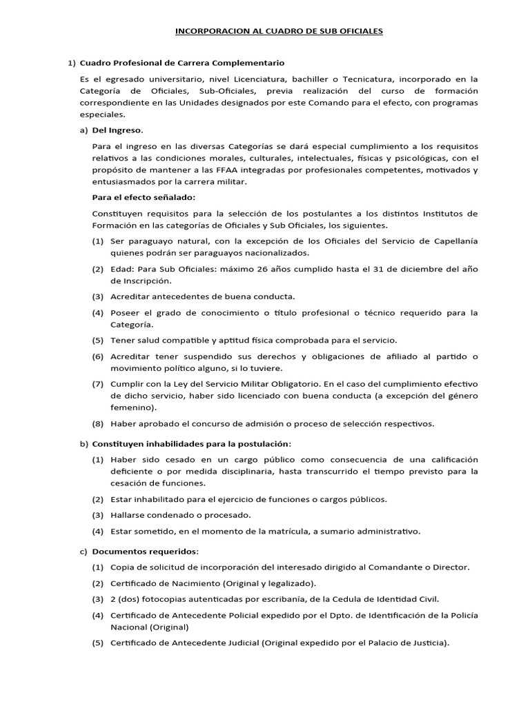 REQUISITOS PARA INCORPORACION de SSOO y SO | PDF | Titulo academico ...
