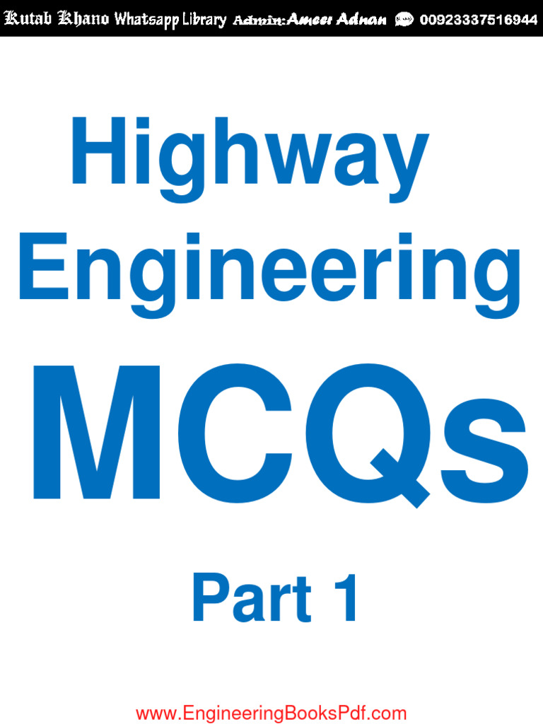 Highway Engineering MCQs Part 1 | PDF | Road Surface | Road