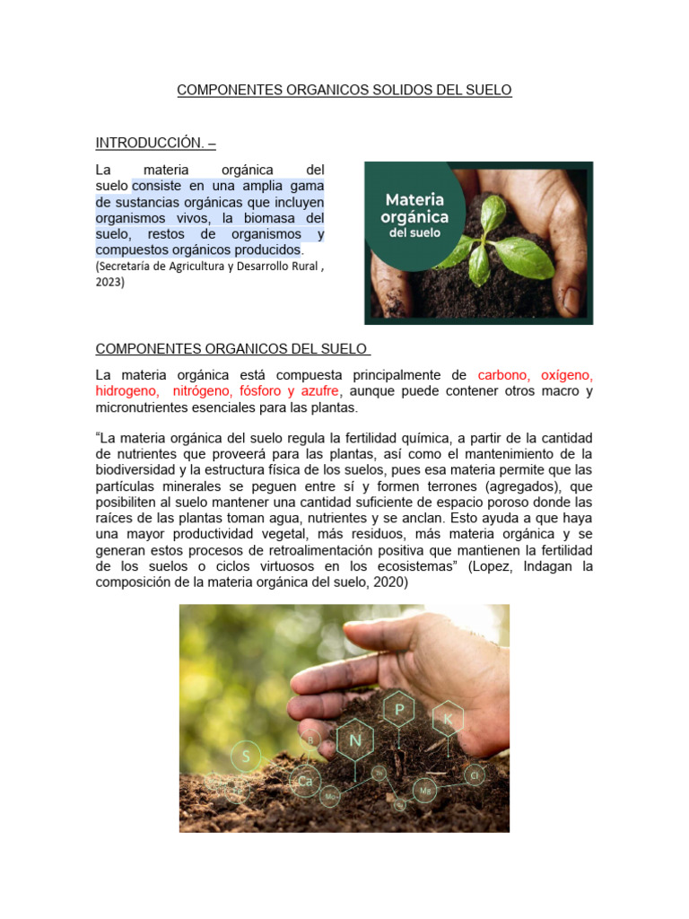 Componentes Organicos Solidos Del Suelo Mejorado 2.0 | PDF | Nutrientes ...