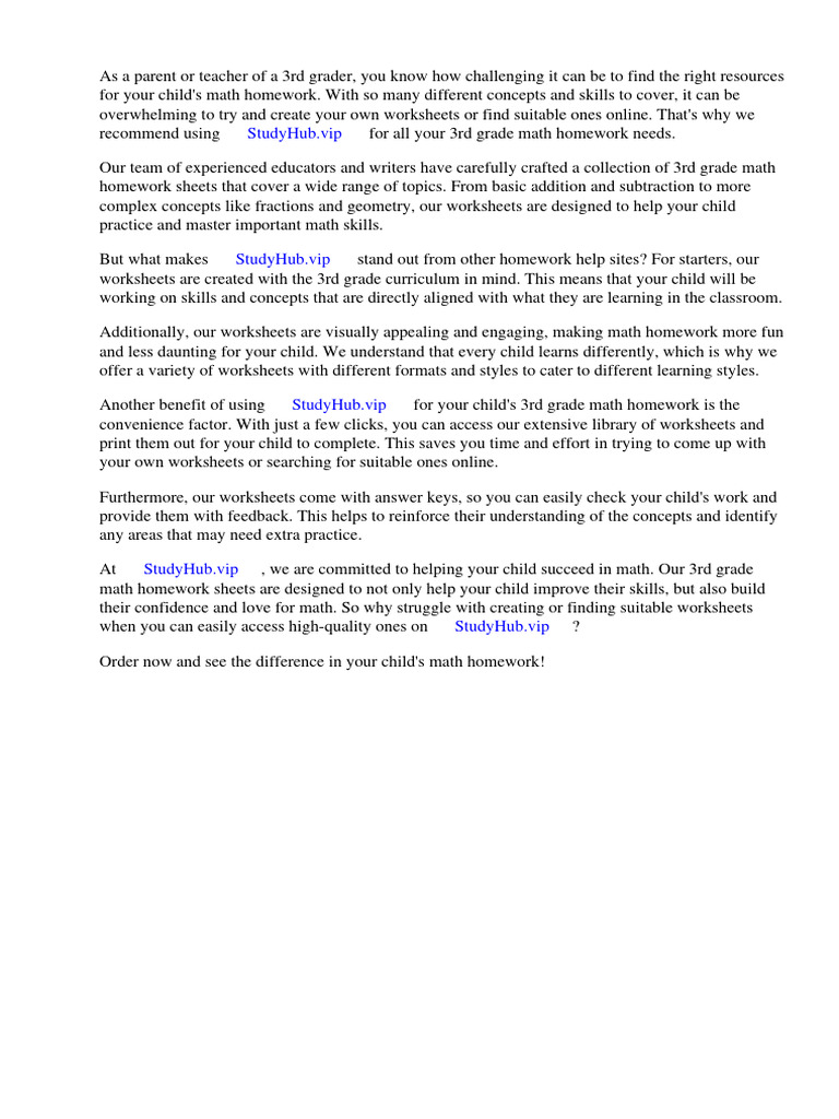 3rd Grade Homework Sheets Math | PDF | Worksheet | Mathematics