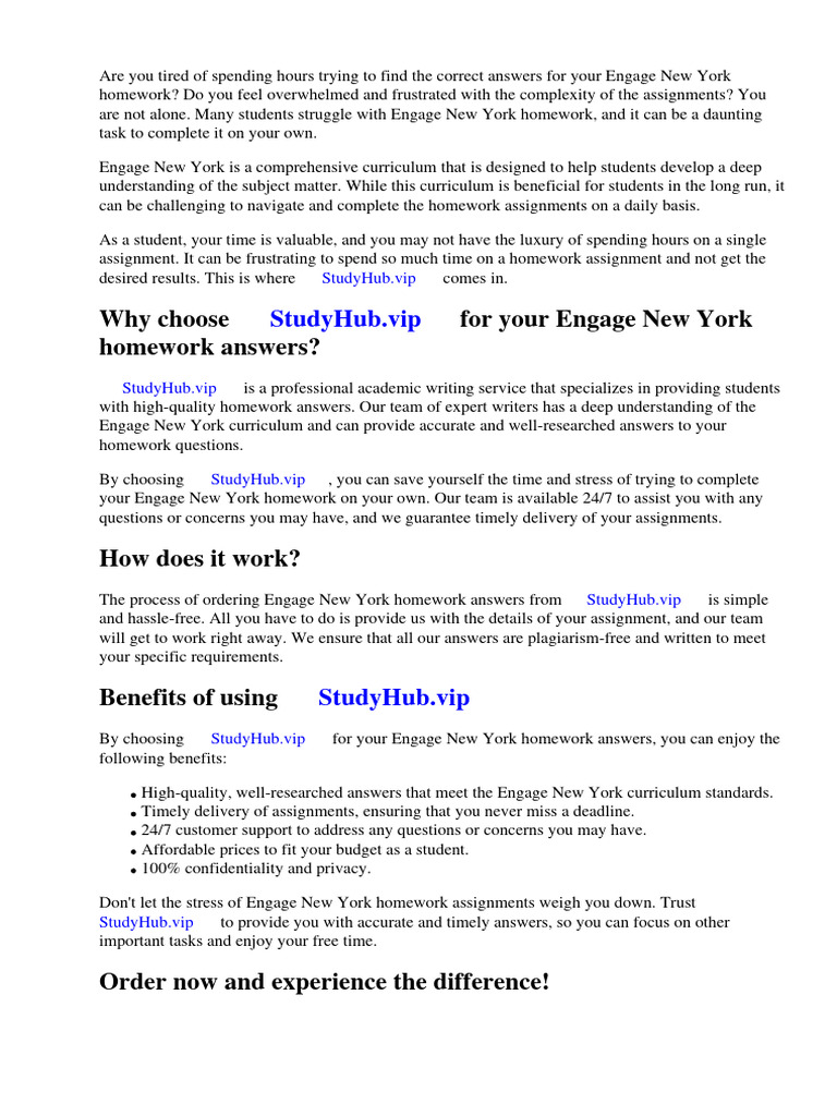 Engage New York Homework Answers | PDF | Homework | Curriculum
