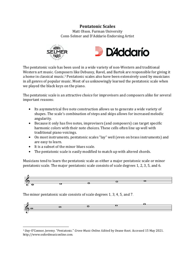 Pentatonic Scales Handout - pentatonic_scales_handout | PDF | Scale ...