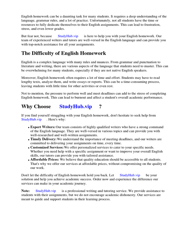 Do My English Homework | PDF | Homework | English Language