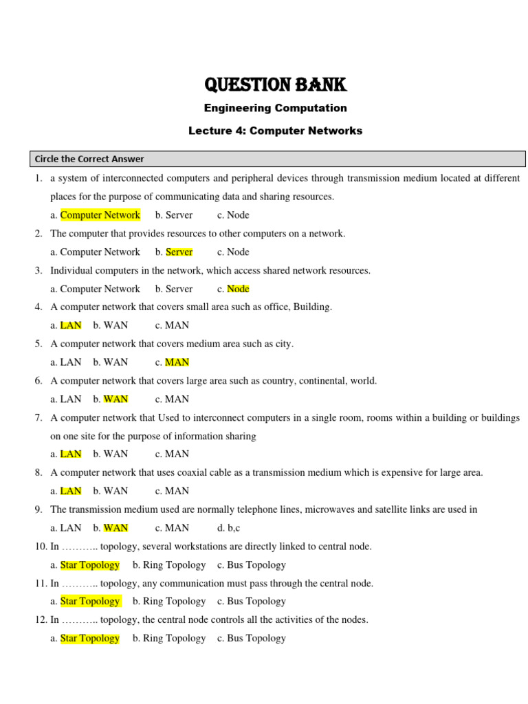 answer 3 | PDF | Network Topology | Computer Network
