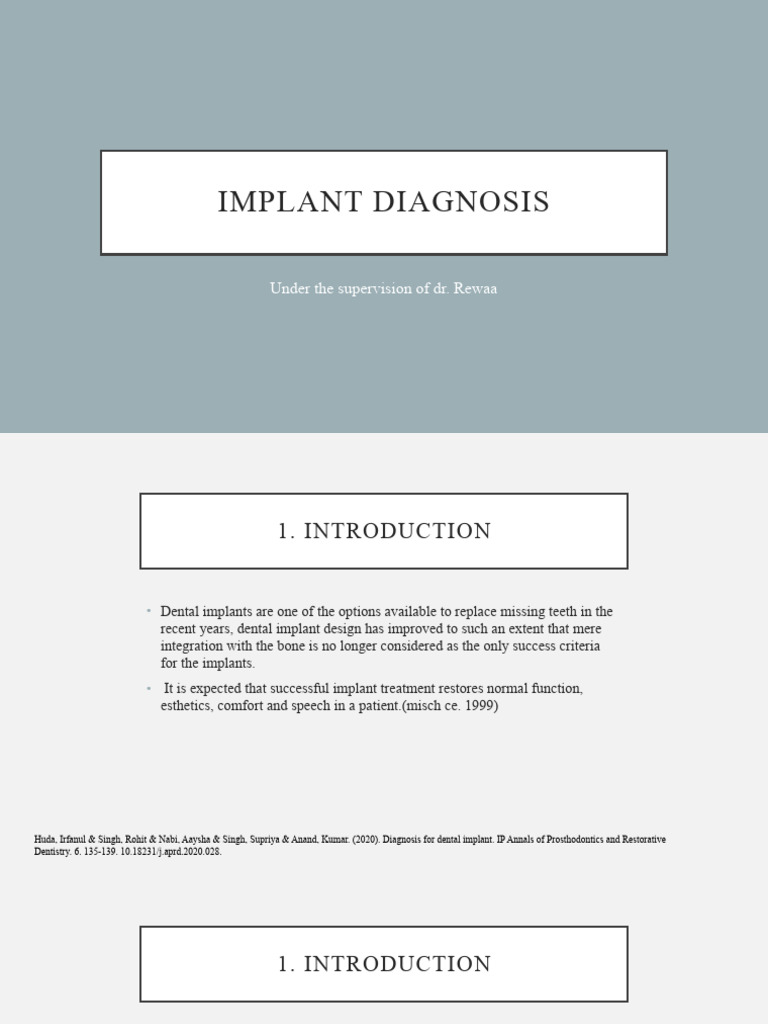 Implant Diagnosis Pdf Dental Implant Dentistry