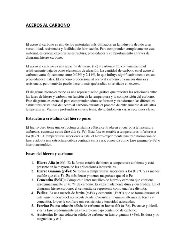 Aceros Al Carbono | PDF | Acero | Hierro