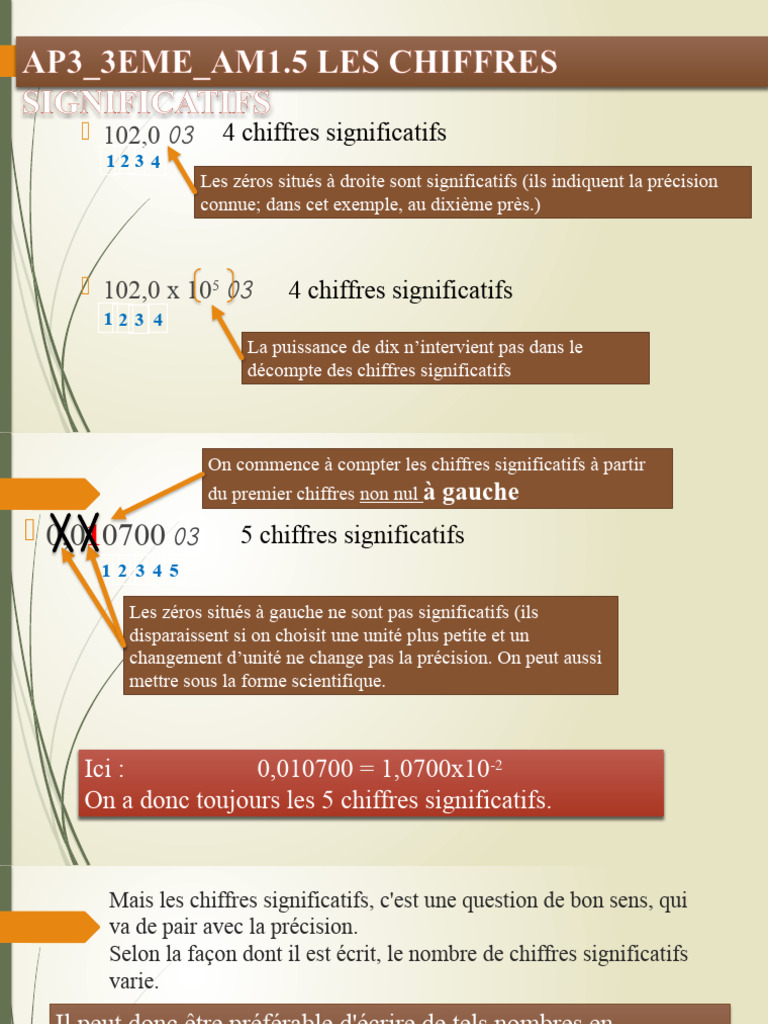 Ap3 3eme Am1.5 PPT Chiffres Significatifs | PDF | Chiffre significatif ...
