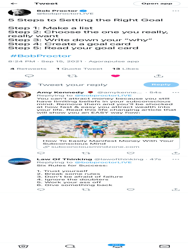 Bob Proctor On Twitter 5 Steps To Setting The Right Goal Step 1 Make A ...