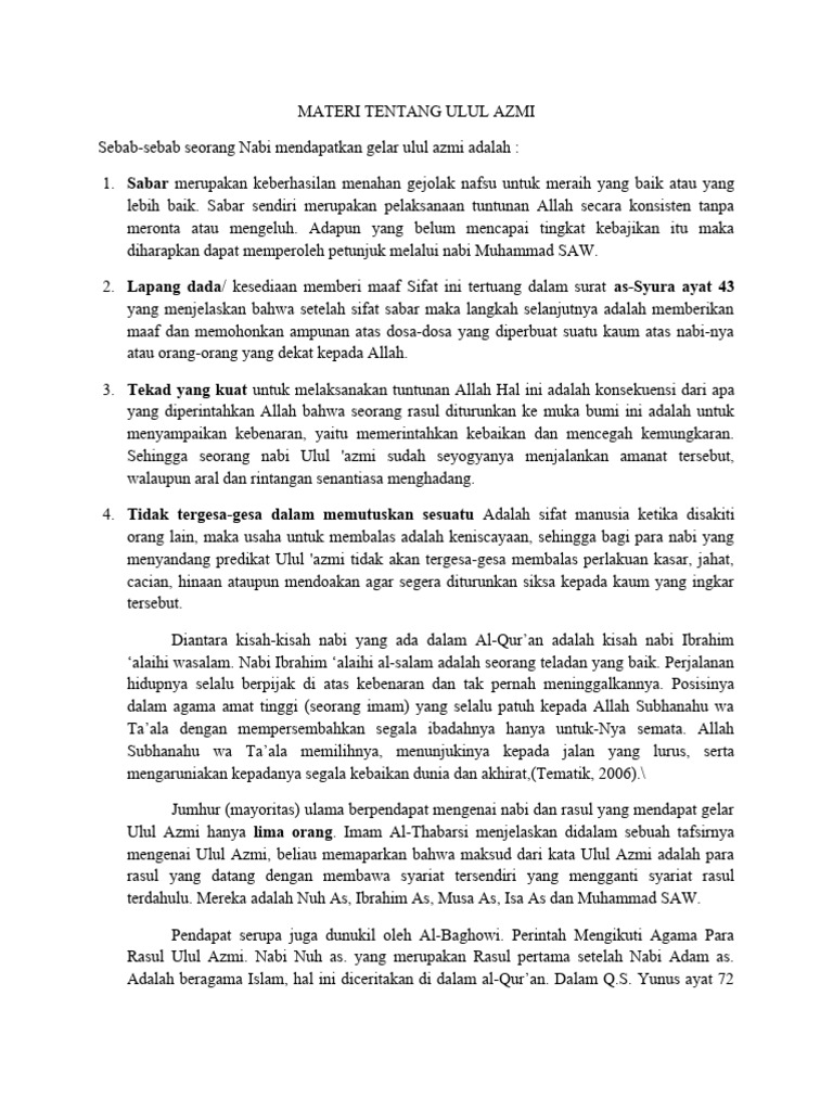 Keistimewaan Nabi Ulul Azmi dalam Islam | PDF | Ilmu Sosial | Sejarah