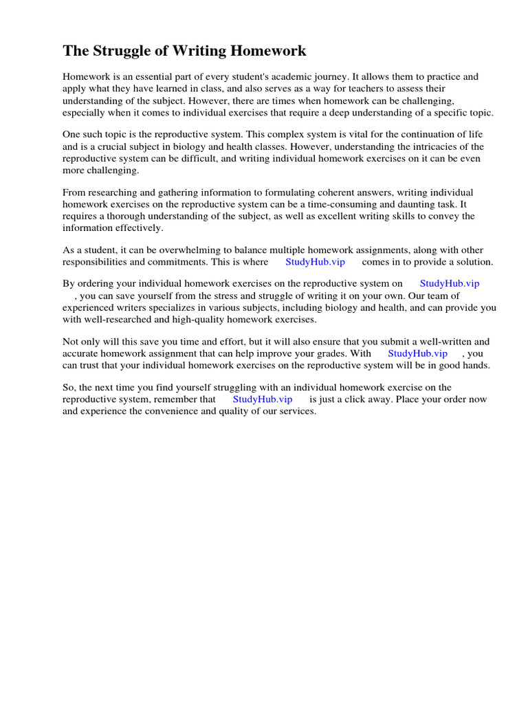 Individual Homework Exercise the Reproductive System Answers | PDF | Homework | Digital ...