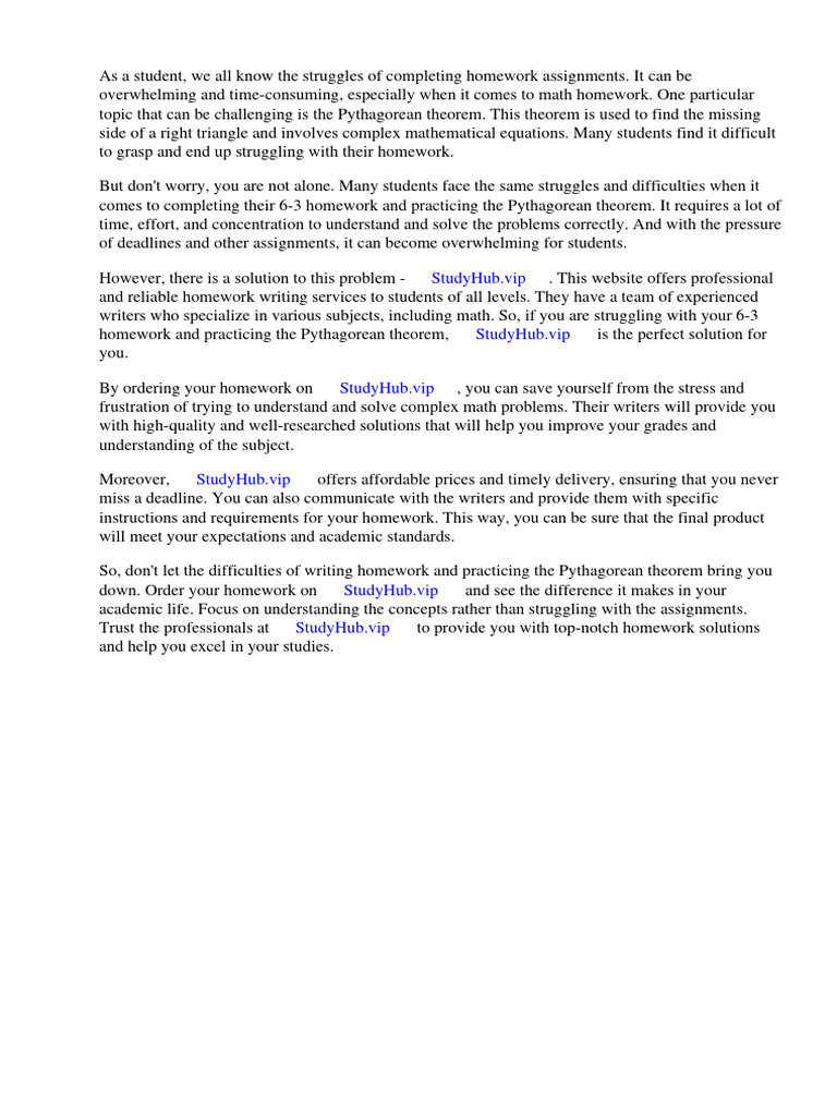 6-3 Homework and Practice The Pythagorean Theorem | PDF | Triangle ...