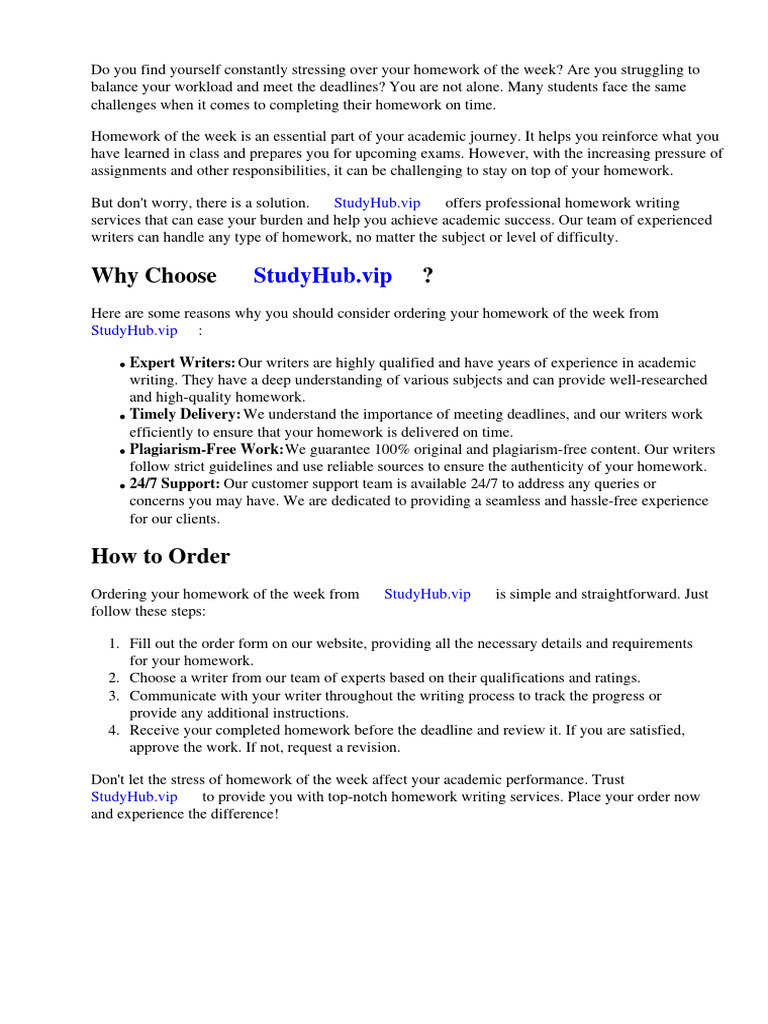 Homework of the Week Display | PDF | Classroom | Homework